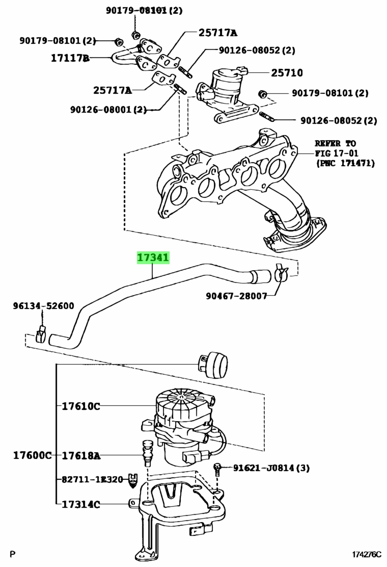 Buy Genuine Toyota 1734175170 (17341-75170) Hose, No.1(For Air ...