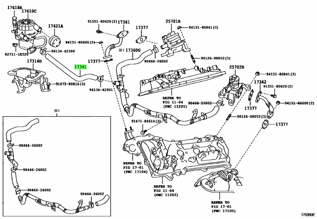 Купить Toyota 1734175191 (17341-75191) Hose, No.1(For Air Injection ...