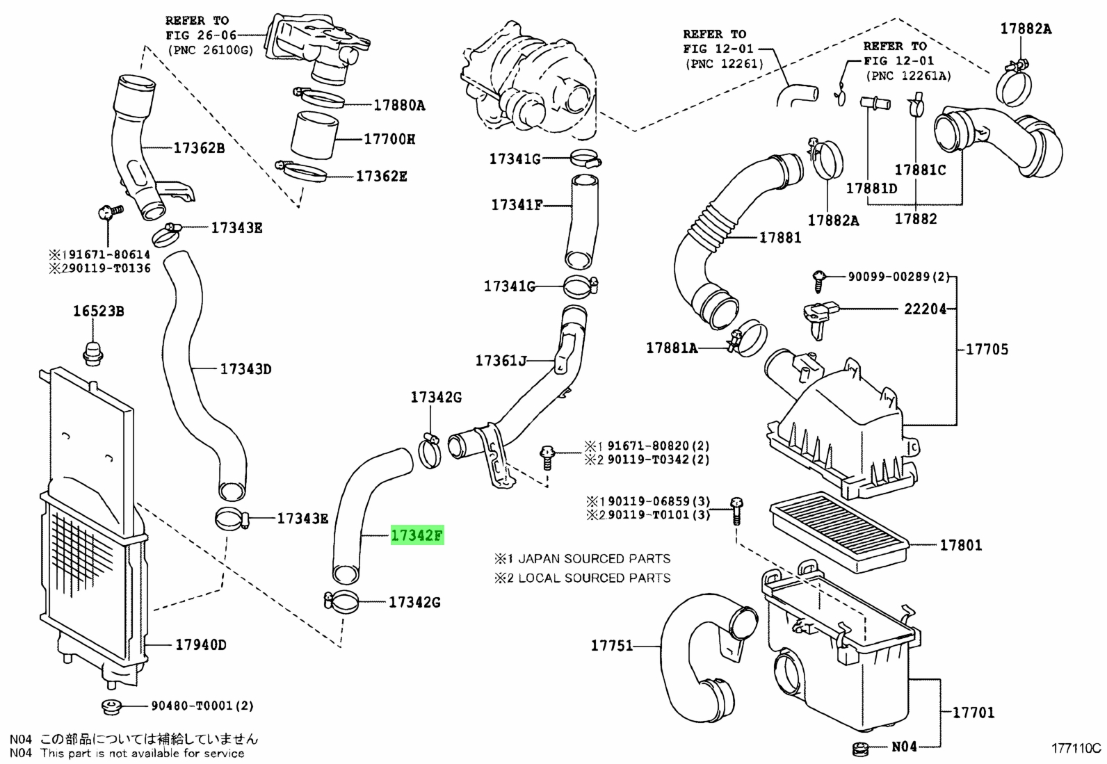 Buy Genuine Toyota 173420N020 (17342-0N020) Hose, Air, No.2(For ...