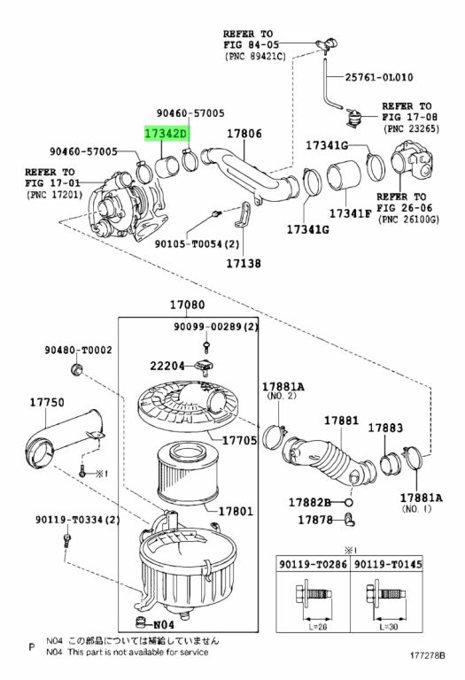 Buy Genuine Toyota 1734230050 (17342-30050) Hose, Air, No.2. Prices ...