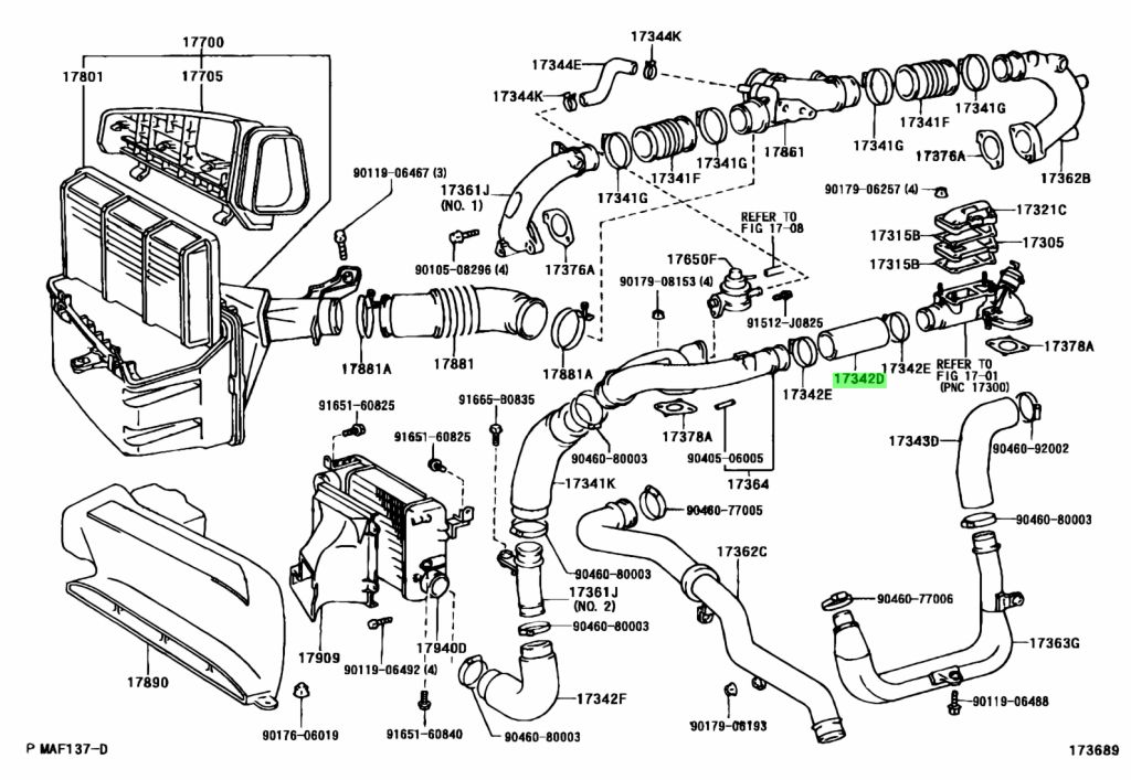 Buy Genuine Toyota 1734246070 (17342-46070) Hose, Air, No.2. Prices ...