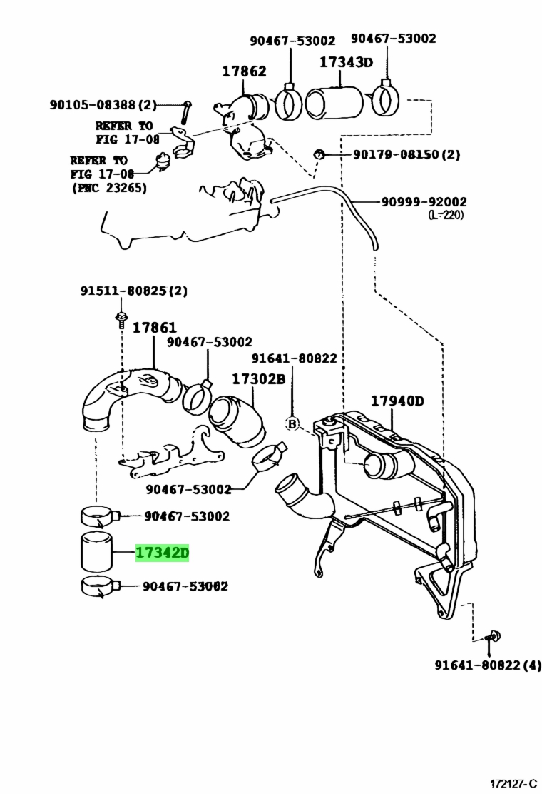 Buy Genuine Toyota 1734267030 (17342-67030) Hose, Air, No.2. Prices ...