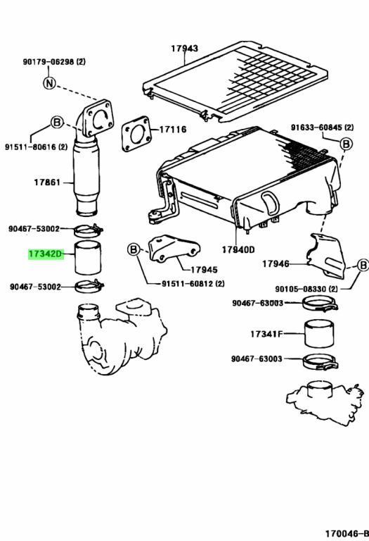 Buy Genuine Toyota 1734267030 (17342-67030) Hose, Air, No.2. Prices ...