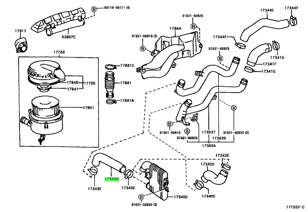 Buy Genuine Toyota 1734317012 (17343-17012) Hose, Air, No.3 for Toyota ...