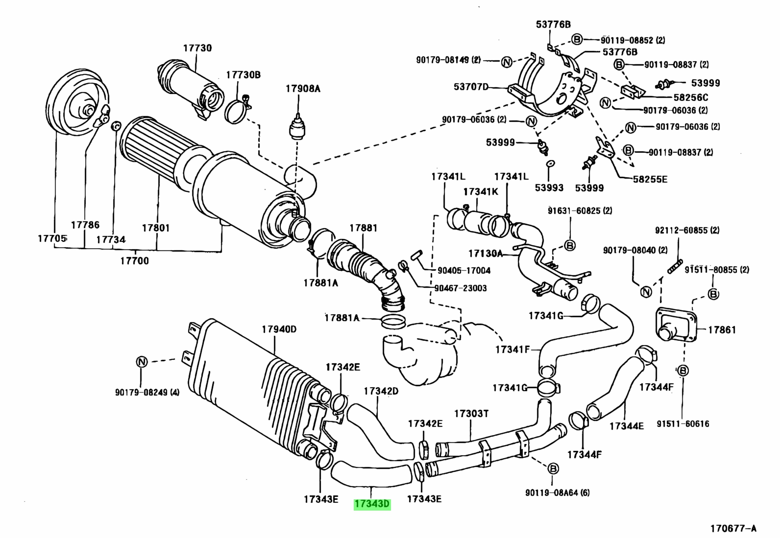 Buy Genuine Toyota 1734358030 (17343-58030) Hose, Air, No.3 for Toyota ...