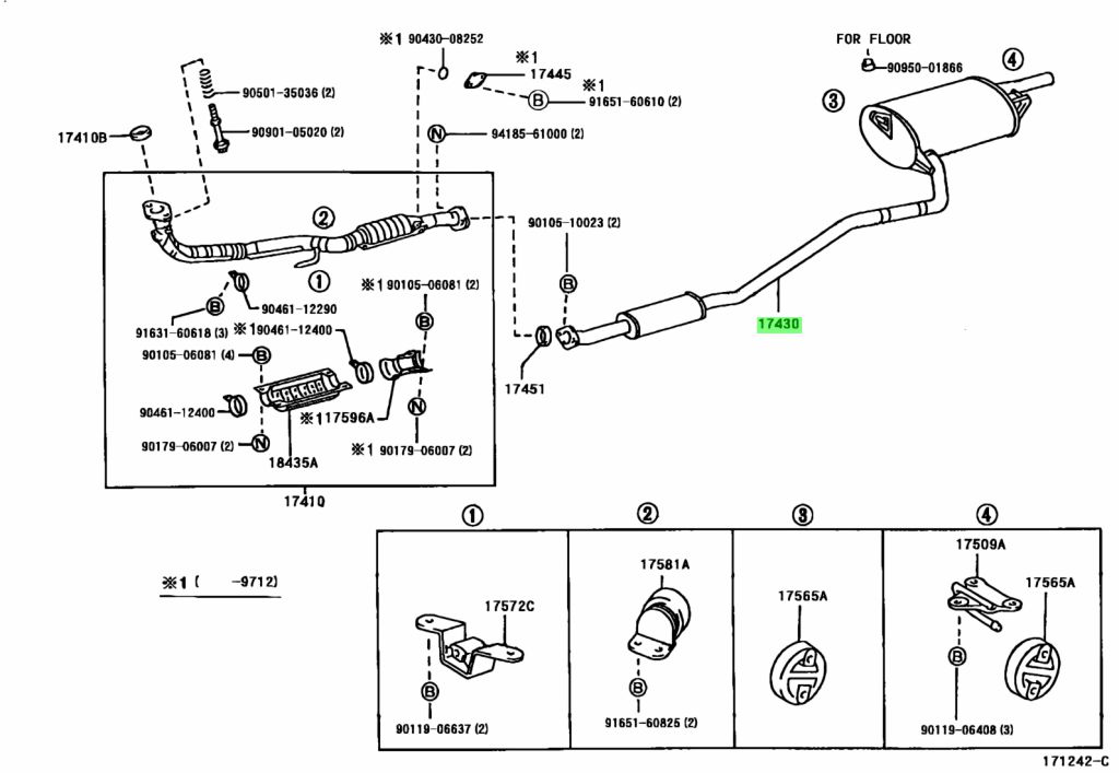 Купить Toyota 174307B010 (17430-7B010) Выхлопная Труба для Toyota ...
