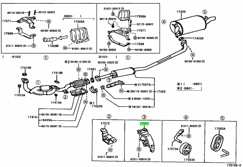 Buy Genuine Toyota 1750720040 (17507-20040) Bracket Sub-Assy, Exhaust ...
