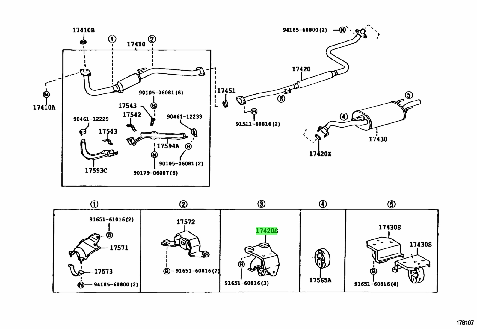 Buy Genuine Toyota 1750764070 (17507-64070) Bracket, Exhaust Pipe ...