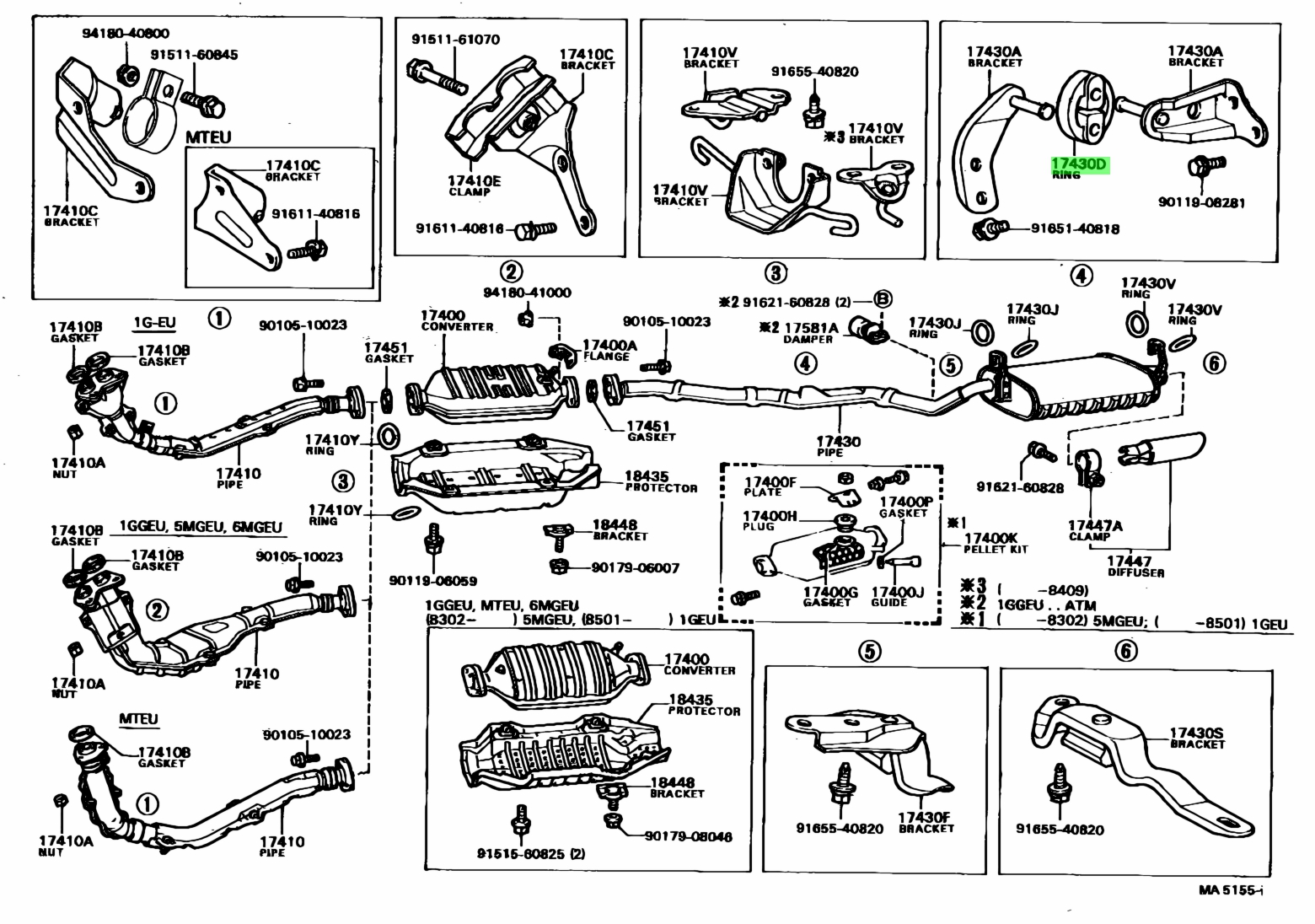 Buy Genuine Toyota 1756515010 (17565-15010) Bolt Or Ring, Exhaust Pipe ...