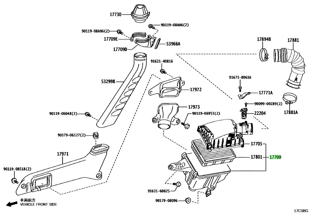 Buy Genuine Toyota 1770011A50 (17700-11A50) Cleaner Assy, Air. Photos ...