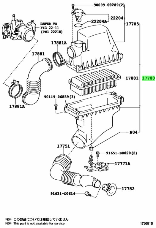 Buy Genuine Toyota 1770021050 (17700-21050) Cleaner Assy, Air. Prices ...