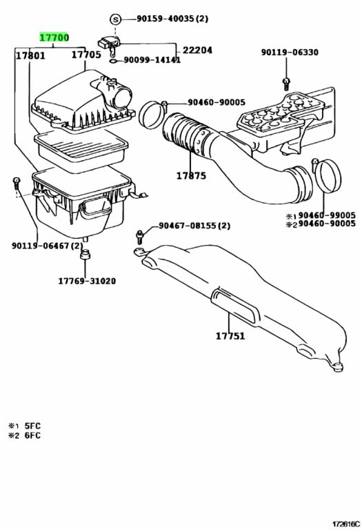 Buy Genuine Toyota 1770050230 (17700-50230) Cleaner Assy, Air for Lexus ...