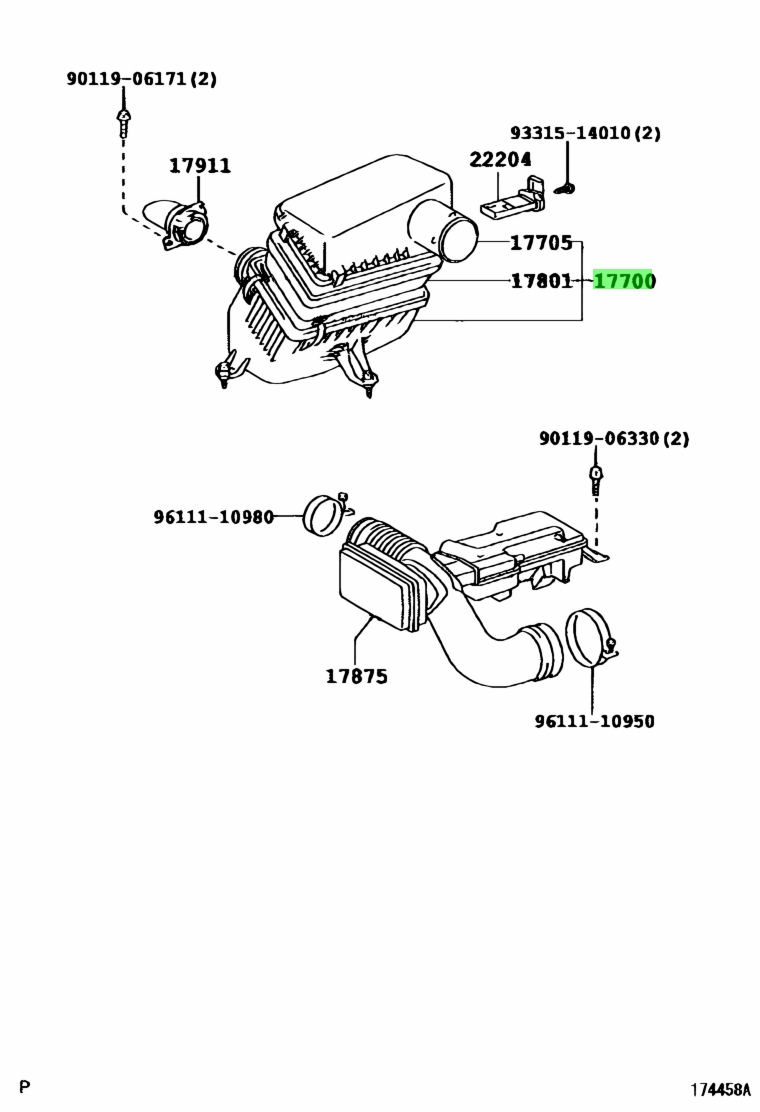 Buy Genuine Toyota 1770050310 (17700-50310) Cleaner Assy, Air. Photos ...