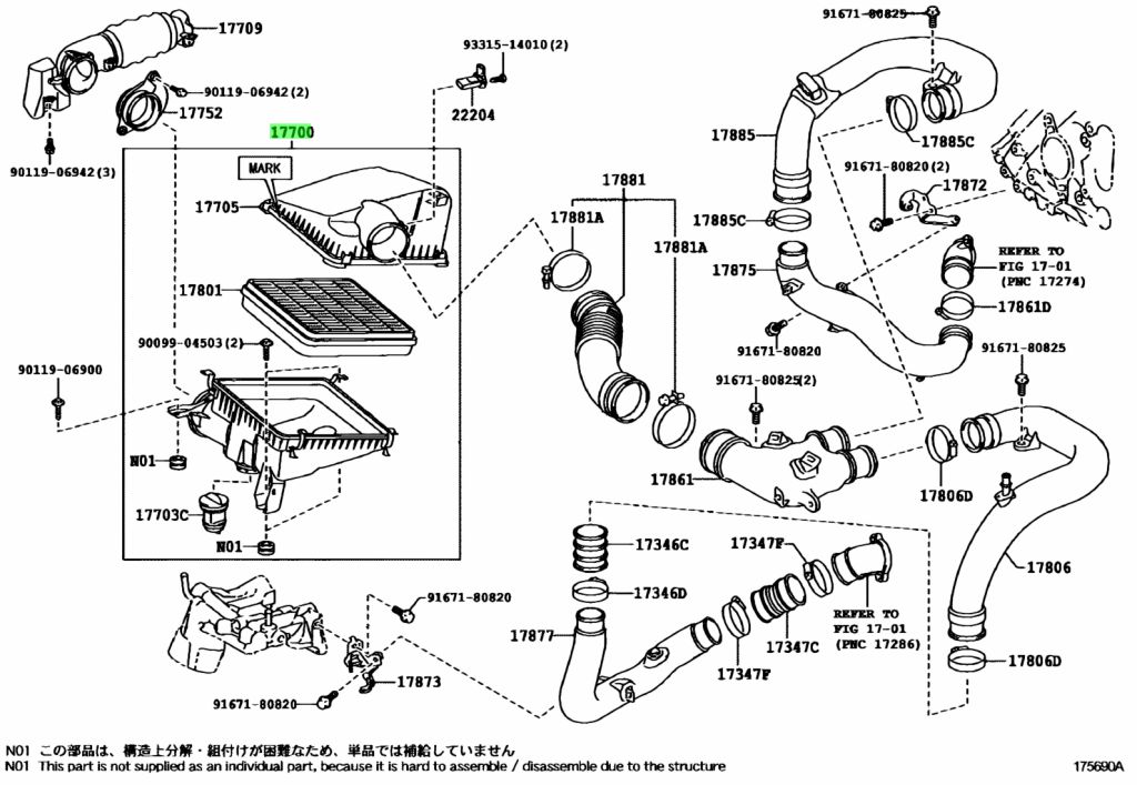 Купить Toyota 1770051050 (17700-51050) Корпус Воздушного Фильтра Toyota ...