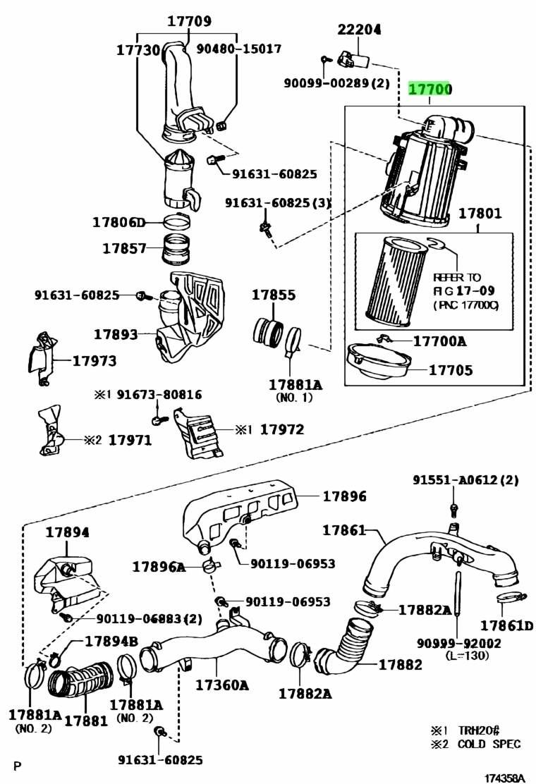 Buy Genuine Toyota 1770075460 (17700-75460) Cleaner Assy, Air for ...