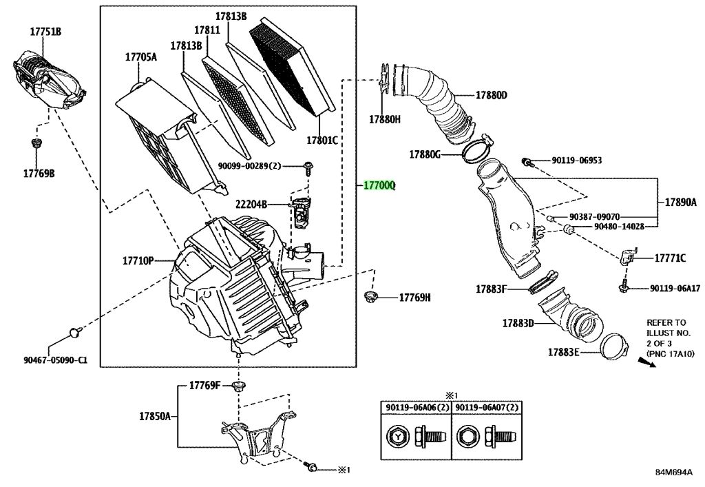 Buy Genuine Toyota 1770077300 (17700-77300) Cleaner Assy, Air W/element ...