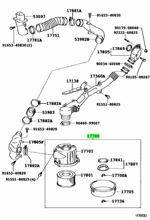 Buy Genuine Toyota 1770078541 (17700-78541) Cleaner Assy, Air. Prices ...
