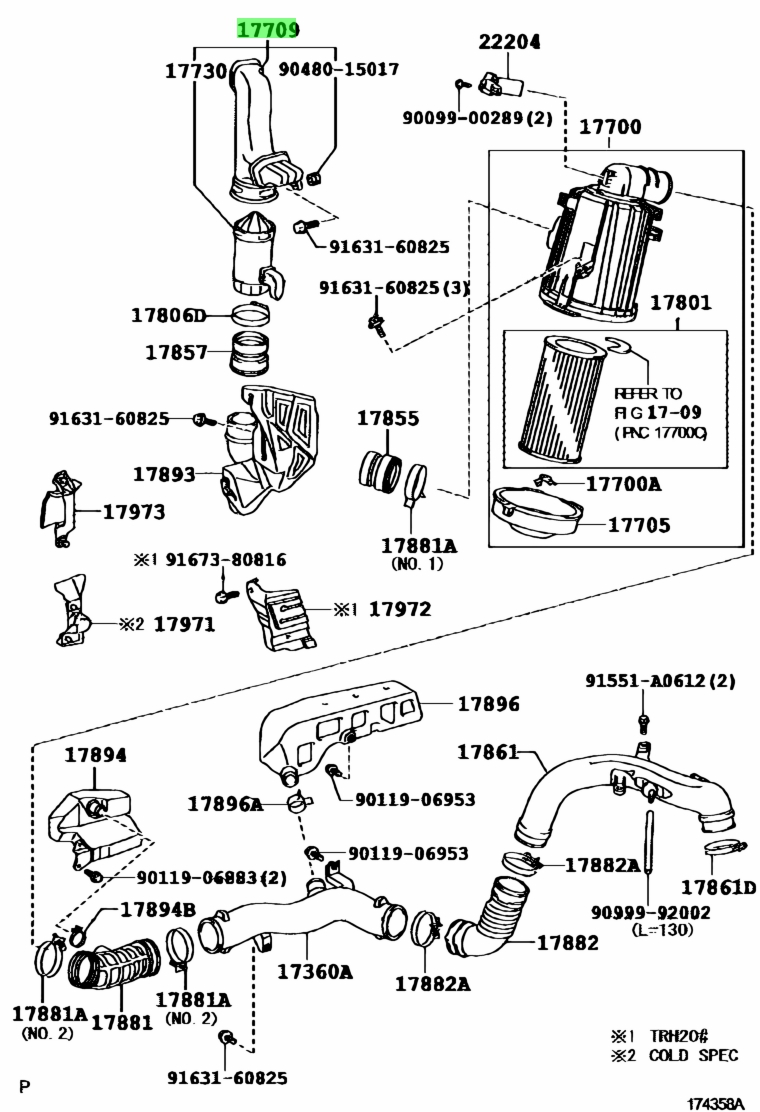 Buy Genuine Toyota 1770930011 (17709-30011) Inlet Sub-Assy, Air Cleaner ...