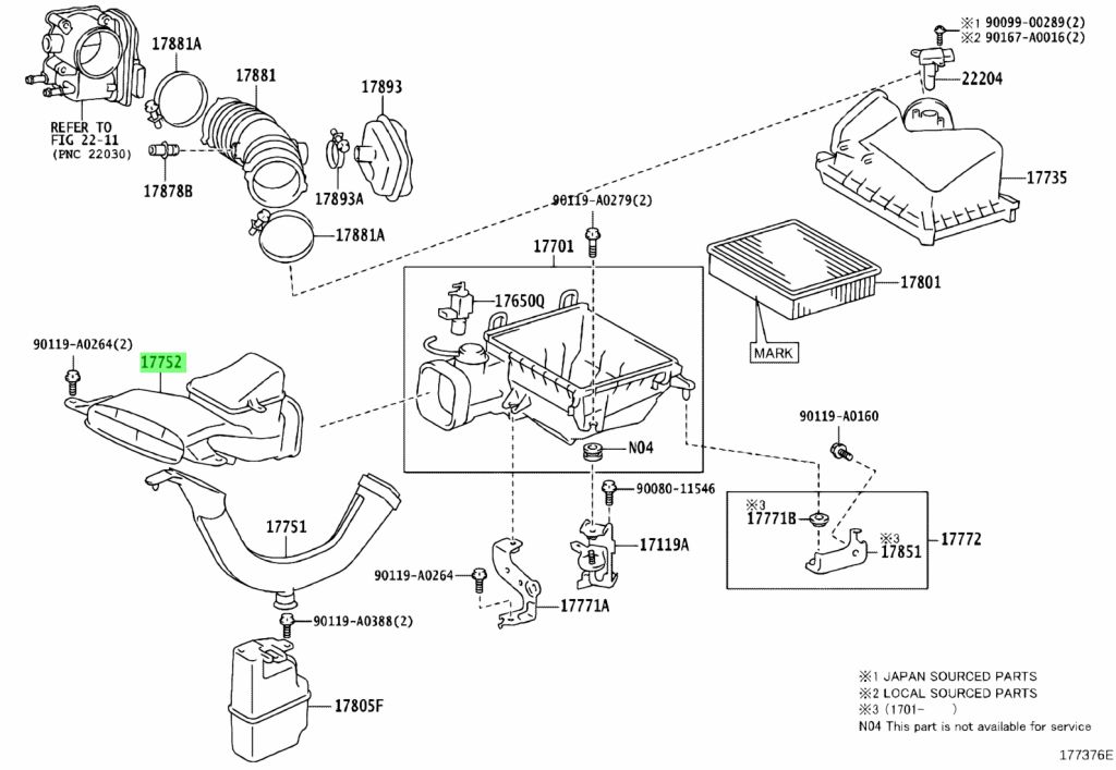 Buy Genuine Toyota 177520P101 (17752-0P101) Inlet, Air Cleaner, No.2 ...