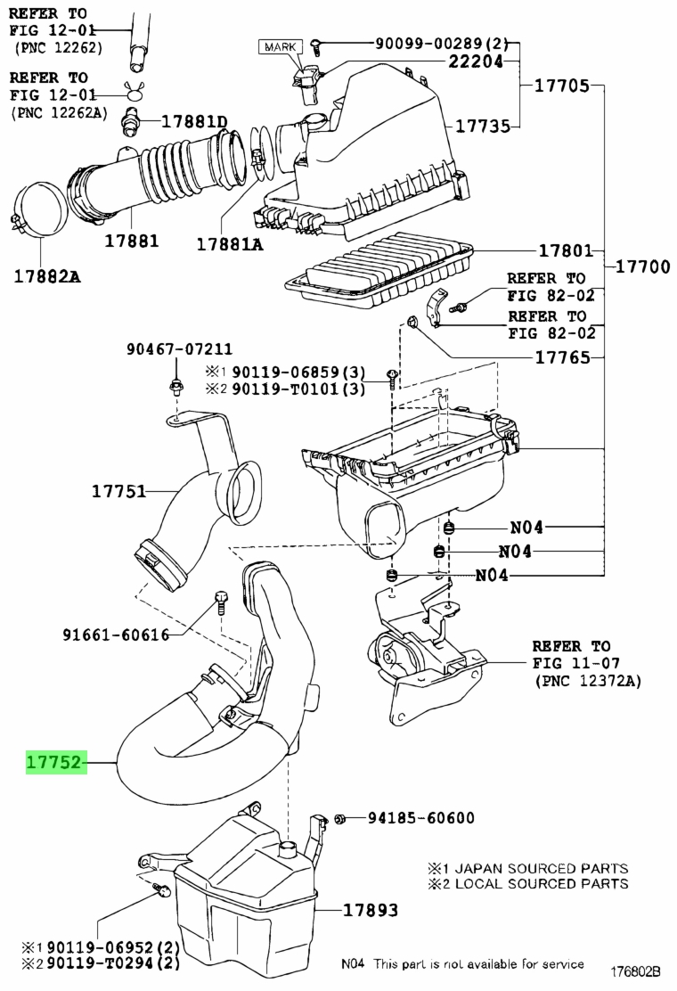 Buy Genuine Toyota 1775237070 (17752-37070) Inlet, Air Cleaner, No.2 ...