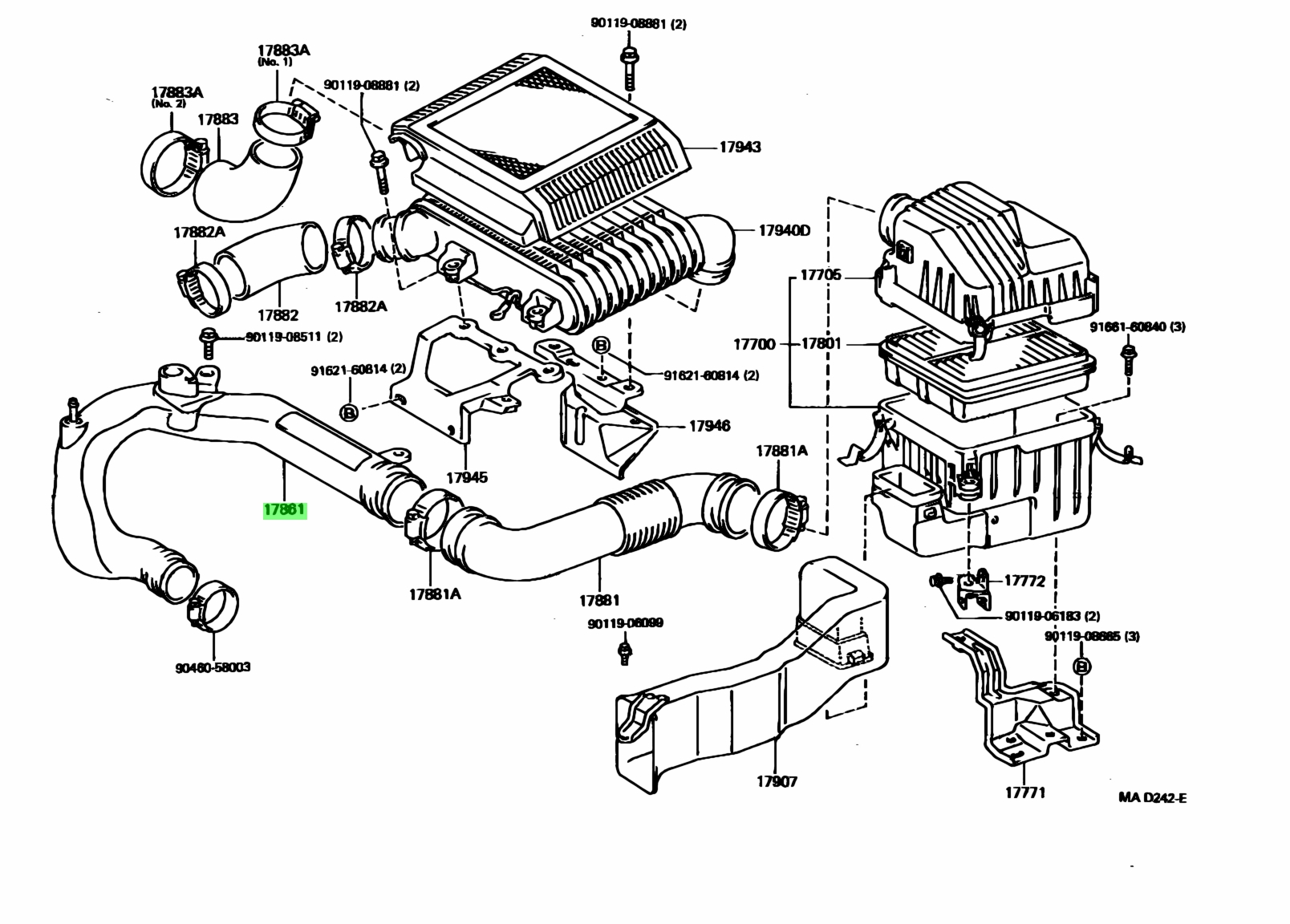 Buy Genuine Toyota 1786111100 (17861-11100) Connector, Intake Air for ...
