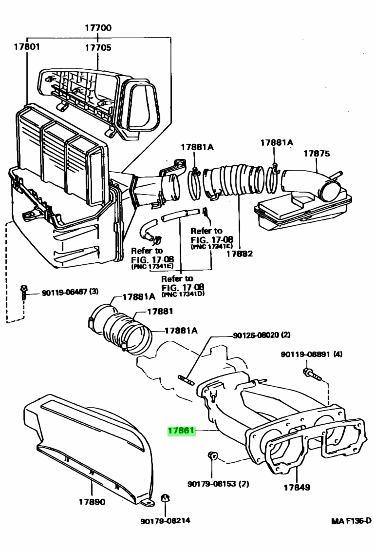 Buy Genuine Toyota 1786146050 (17861-46050) Connector, Intake Air ...