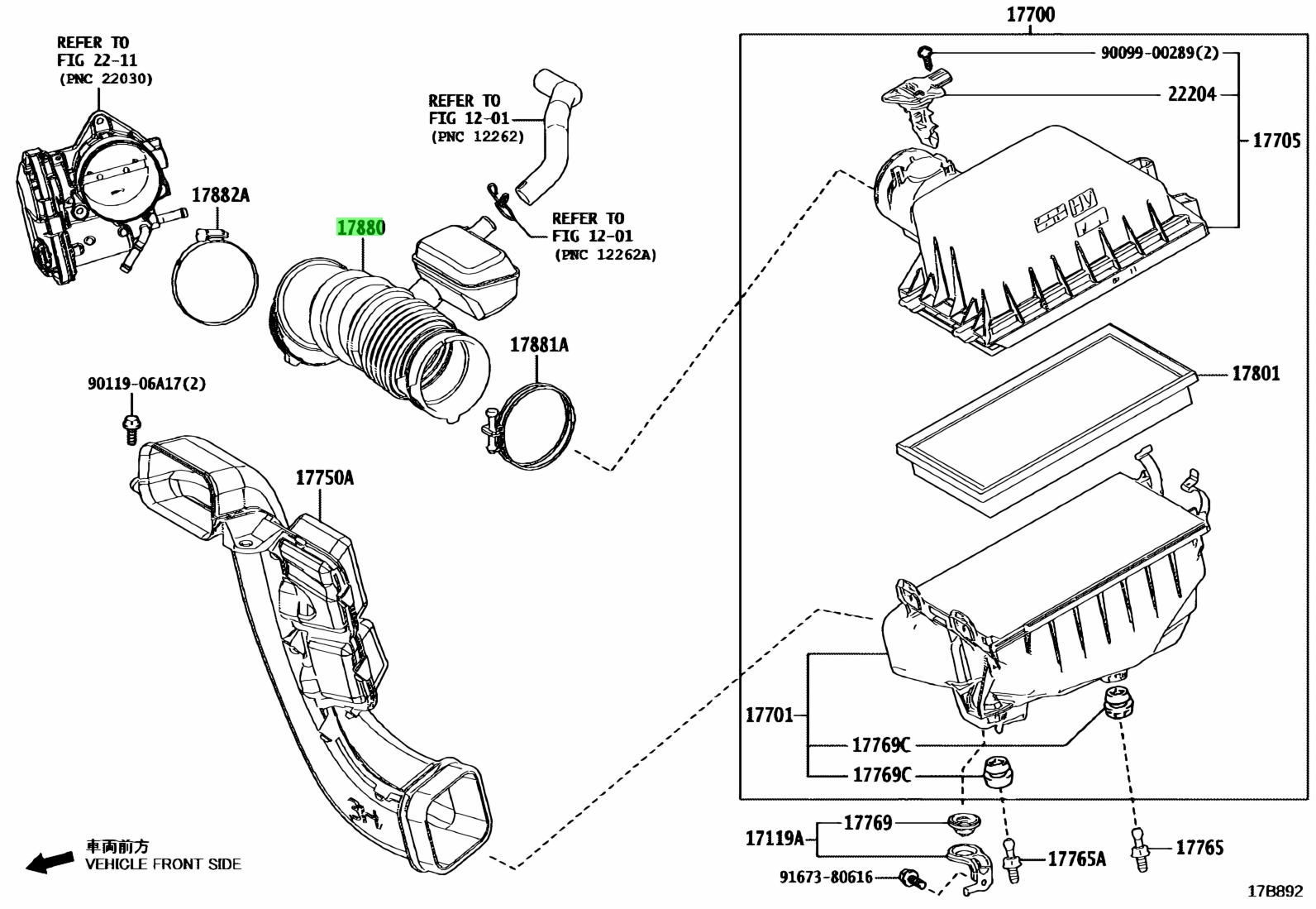 Buy Genuine Toyota 1788025040 (17880-25040) Hose Assy, Air Cleaner ...