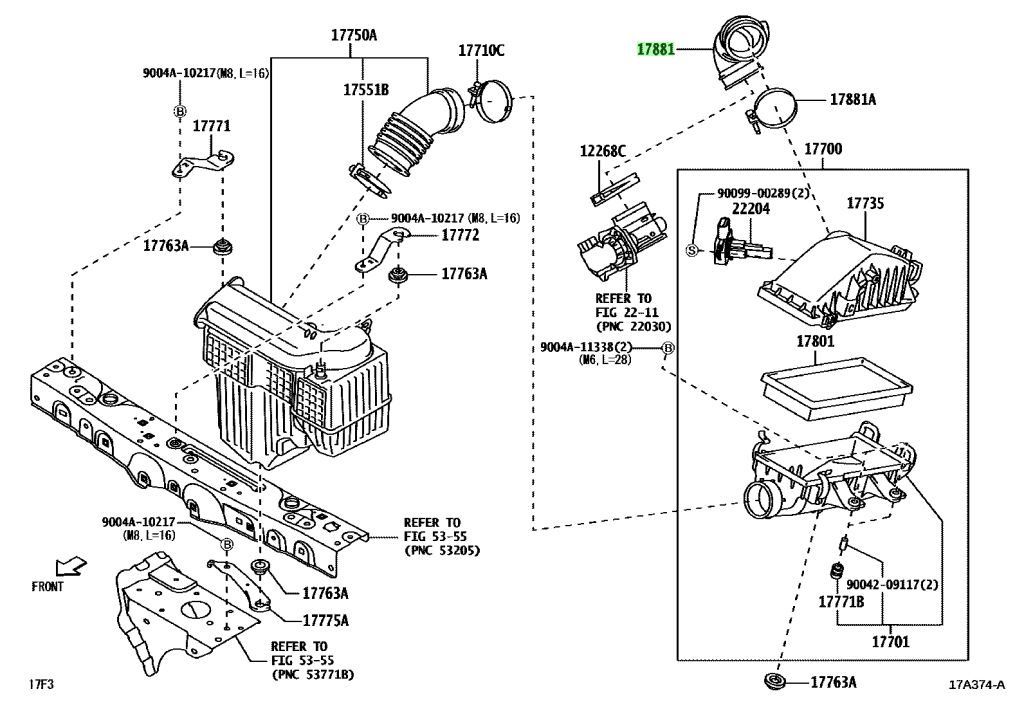 Buy Genuine Toyota 17880BZ210 (17880-BZ210) Hose, Air Cleaner, No.1 ...