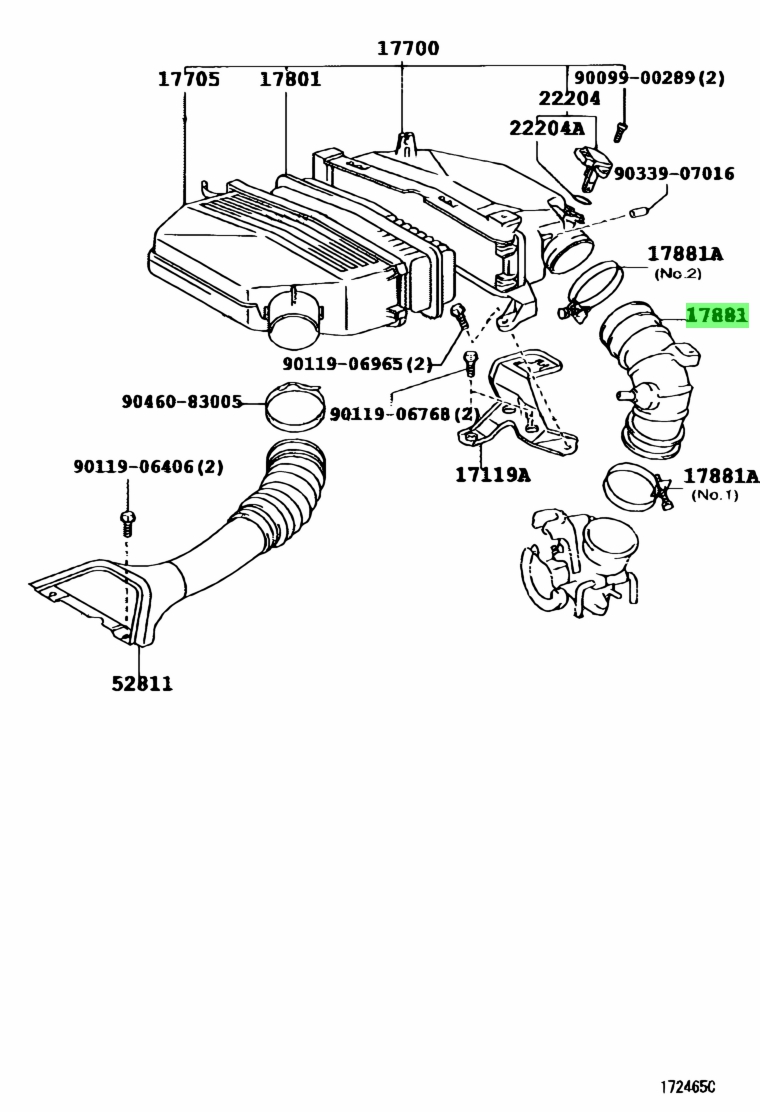Buy Genuine Toyota 1788128040 (17881-28040) Hose, Air Cleaner, No.1 ...