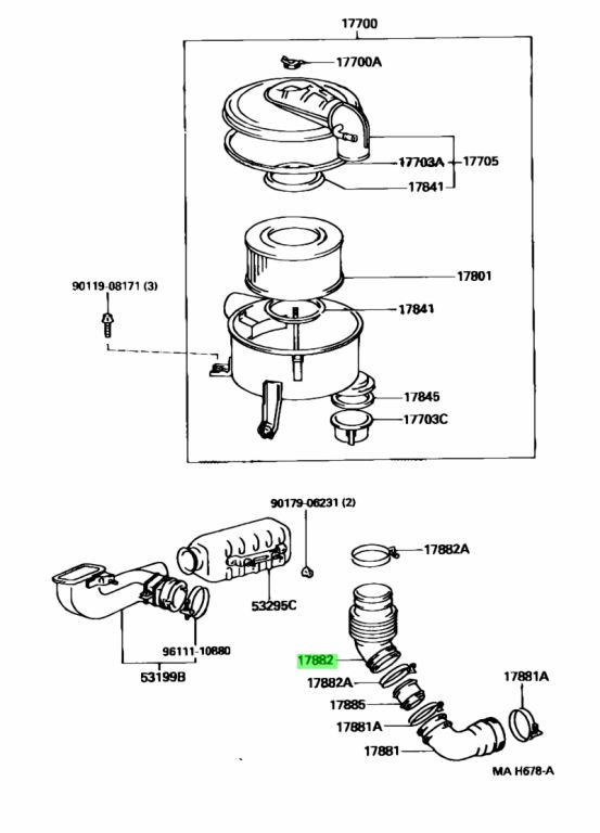 Buy Genuine Toyota 1788166080 (17881-66080) Hose, Air Cleaner, No.2 ...
