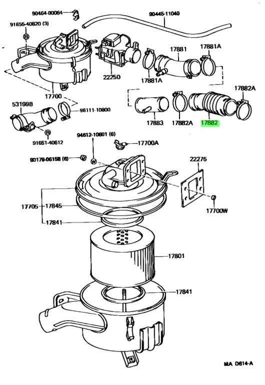 Buy Genuine Toyota 1788166080 (17881-66080) Hose, Air Cleaner, No.2 ...