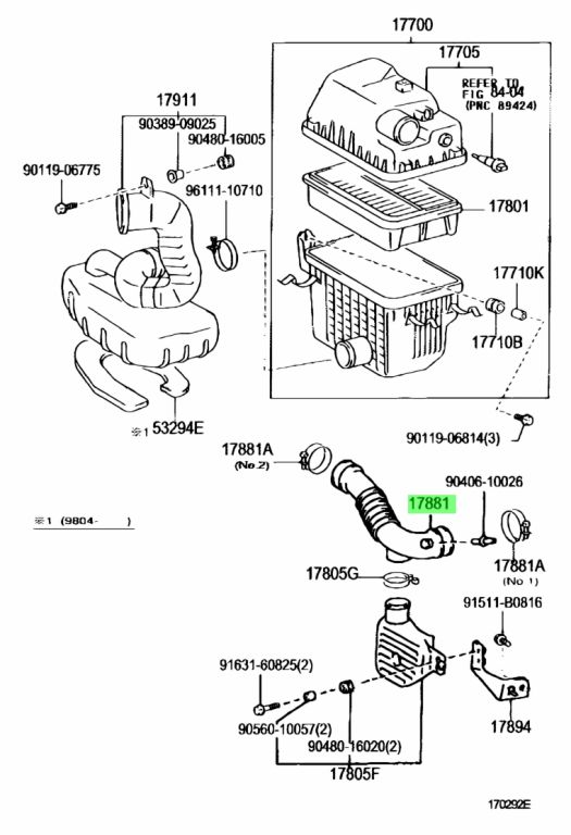 Buy Genuine Toyota 1788174830 (17881-74830) Hose, Air Cleaner, No.1 ...