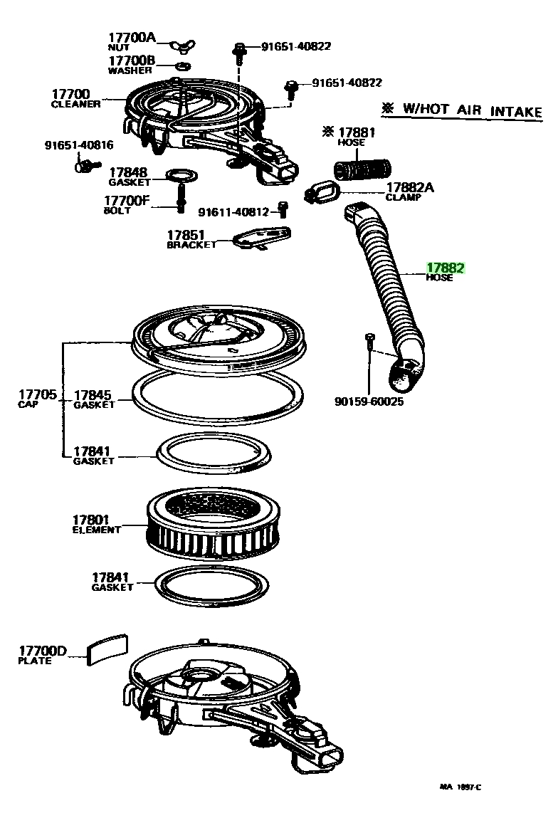 Buy Genuine Toyota 1788220030 (17882-20030) Hose, Air Cleaner, No.2 ...