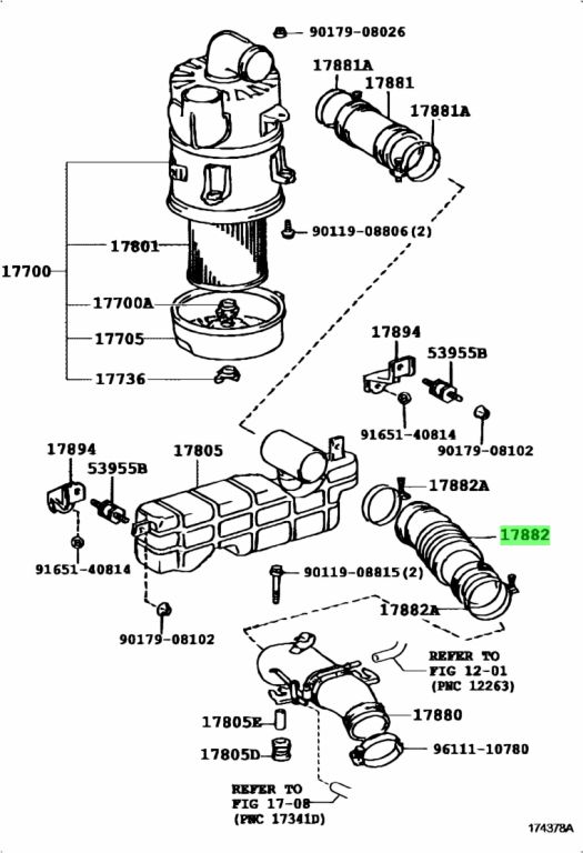 Buy Genuine Toyota 1788254400 (17882-54400) Hose, Air Cleaner, No.2 ...