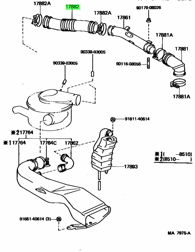 Buy Genuine Toyota 1788258060 (17882-58060) Hose, Air Cleaner, No.2 ...