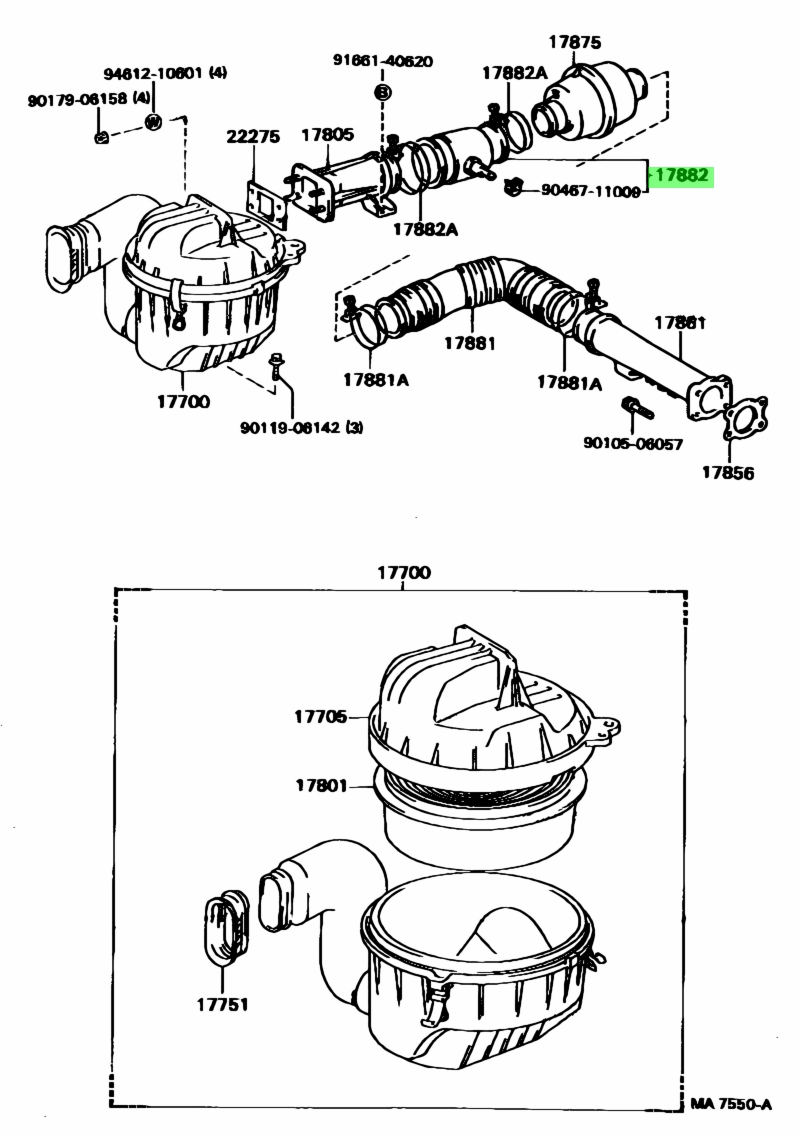 Buy Genuine Toyota 1788270090 (17882-70090) Hose, Air Cleaner, No.2 ...