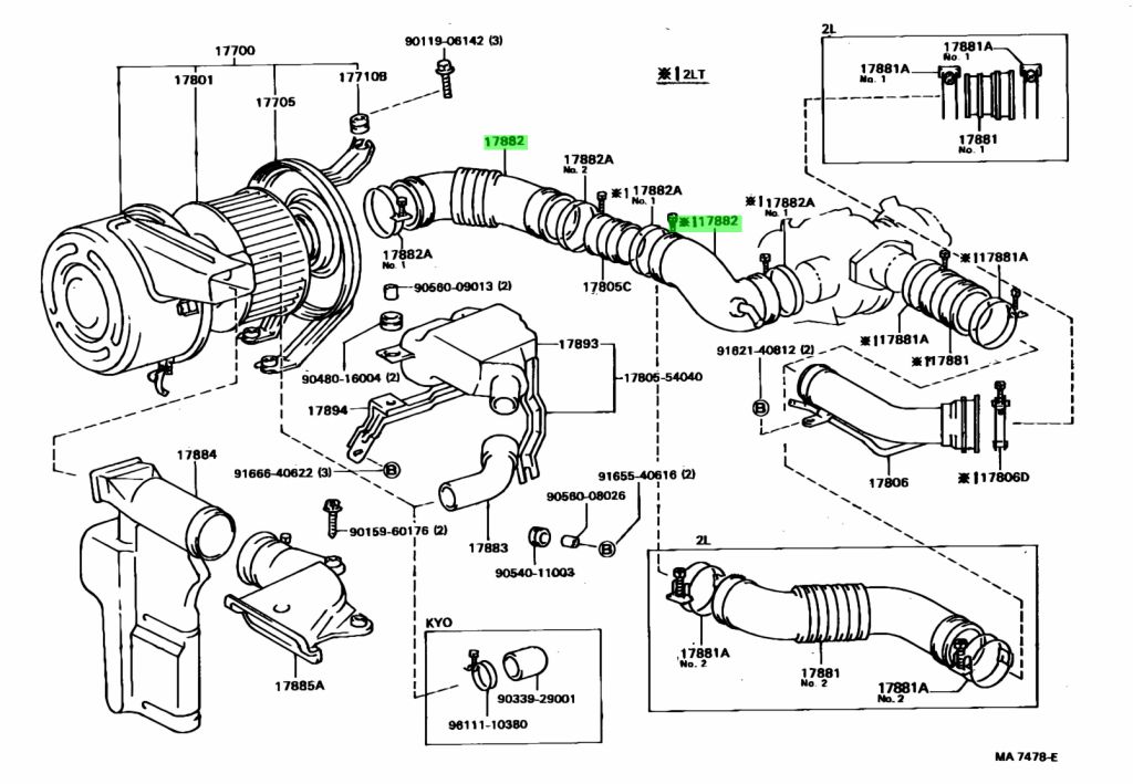 Buy Genuine Toyota 1788270090 (17882-70090) Hose, Air Cleaner, No.2 ...