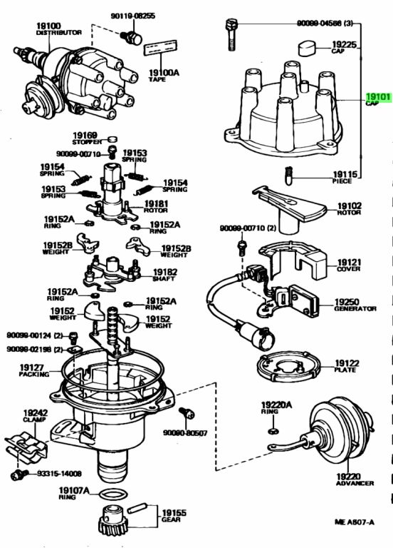 Buy Genuine Toyota 1910171010 (19101-71010) Cap Sub-Assy, Distributor ...