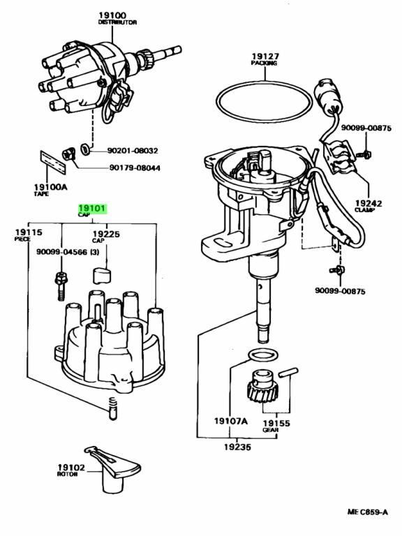 Buy Genuine Toyota 1910171010 (19101-71010) Cap Sub-Assy, Distributor ...