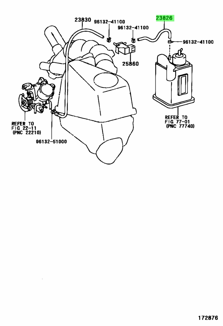 Buy Genuine Toyota 2382628390 (23826-28390) Hose, Fuel Vapor Feed, No.1 ...
