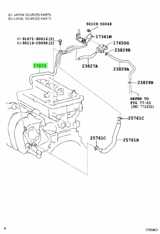 Buy Genuine Toyota 2382637021 (23826-37021) Hose, Fuel Vapor Feed, No.1 ...