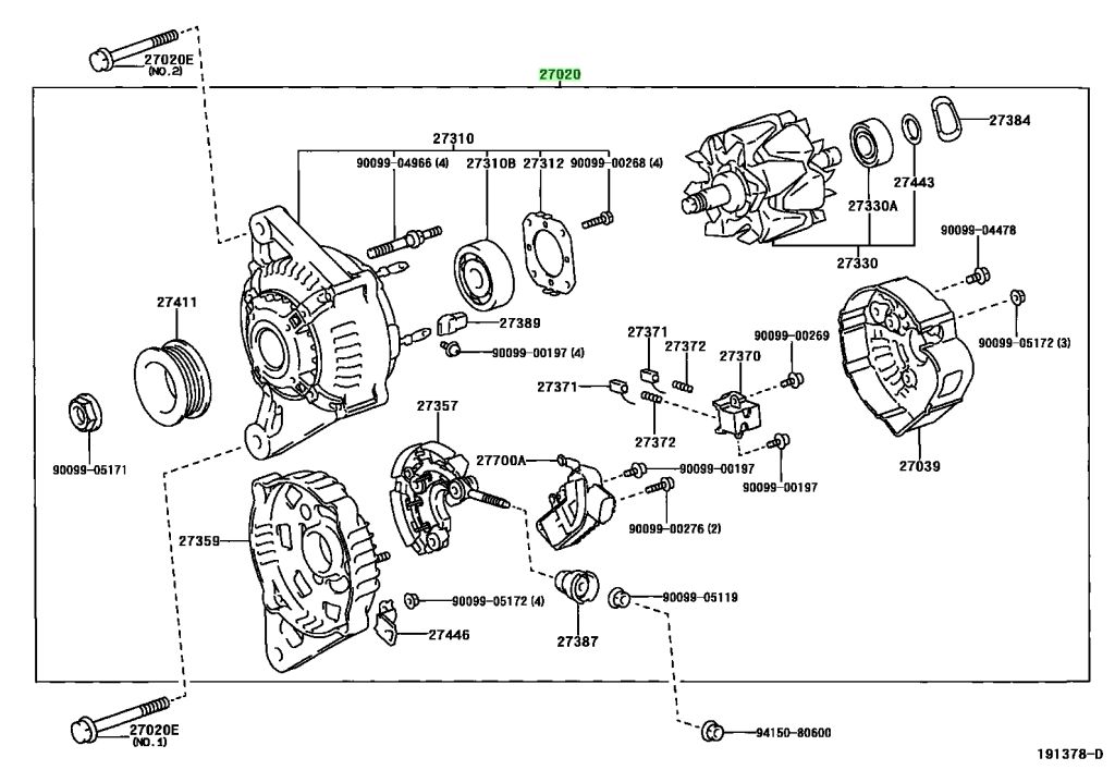 Buy Genuine Toyota 270600D150 (27060-0D150) Alternator Assy. Photos ...