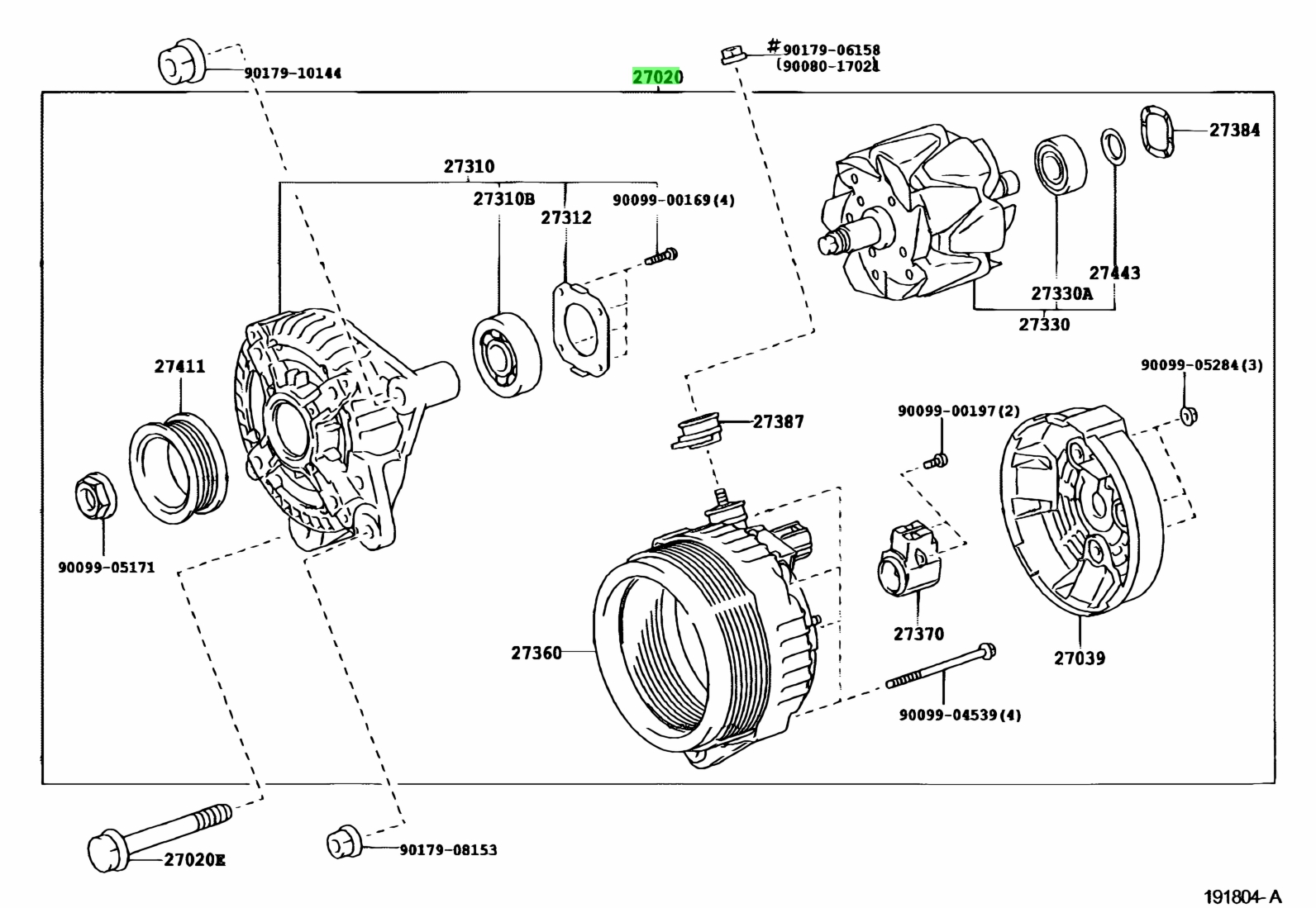 Buy Genuine Toyota 270600F040 (27060-0F040) Alternator Assy. Prices ...