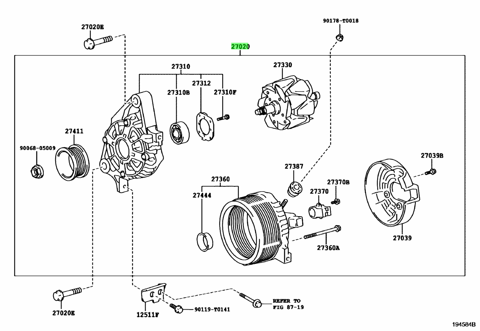 Buy Genuine Toyota 270600L190 (27060-0L190) Alternator Assy. Prices ...
