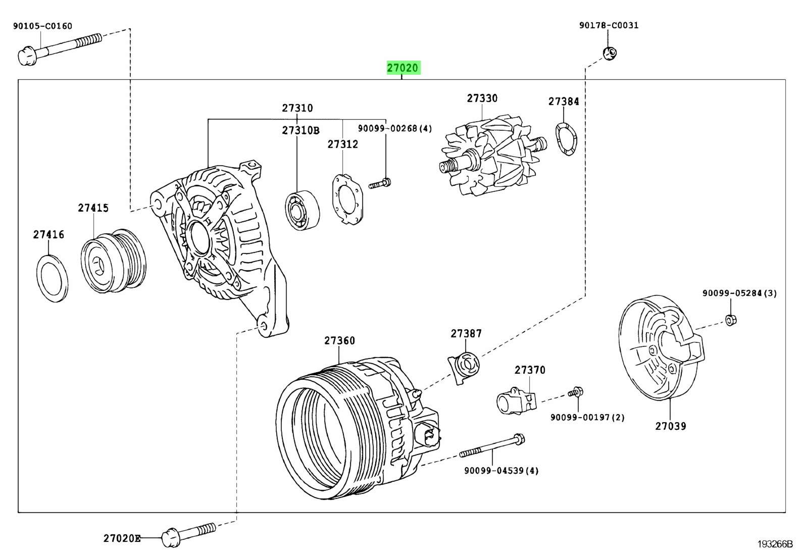 Buy Genuine Toyota 270600V040 (27060-0V040) Alternator Assy. Photos ...