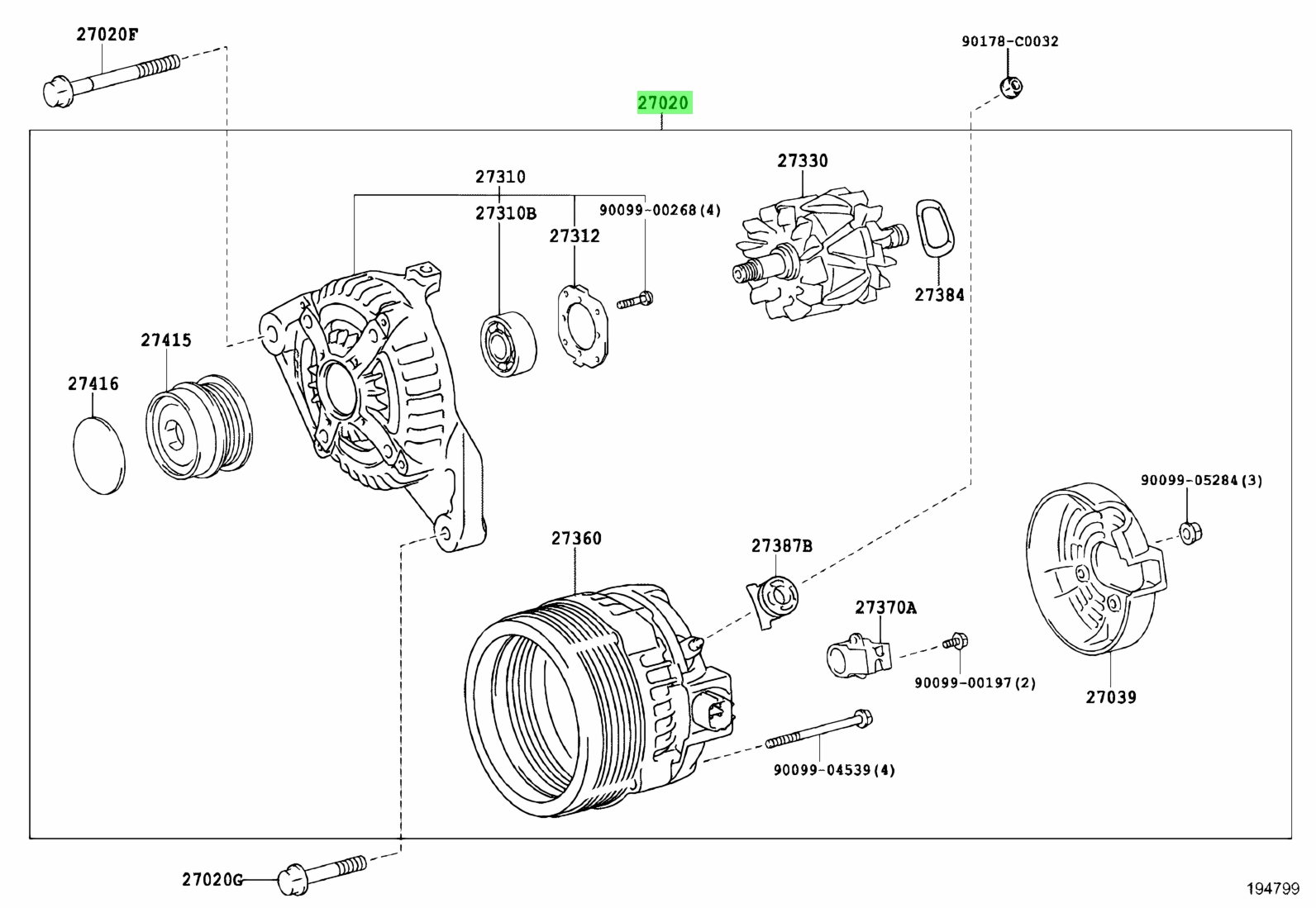 Buy Genuine Toyota 270600V150 (27060-0V150) Alternator Assy. Photos ...