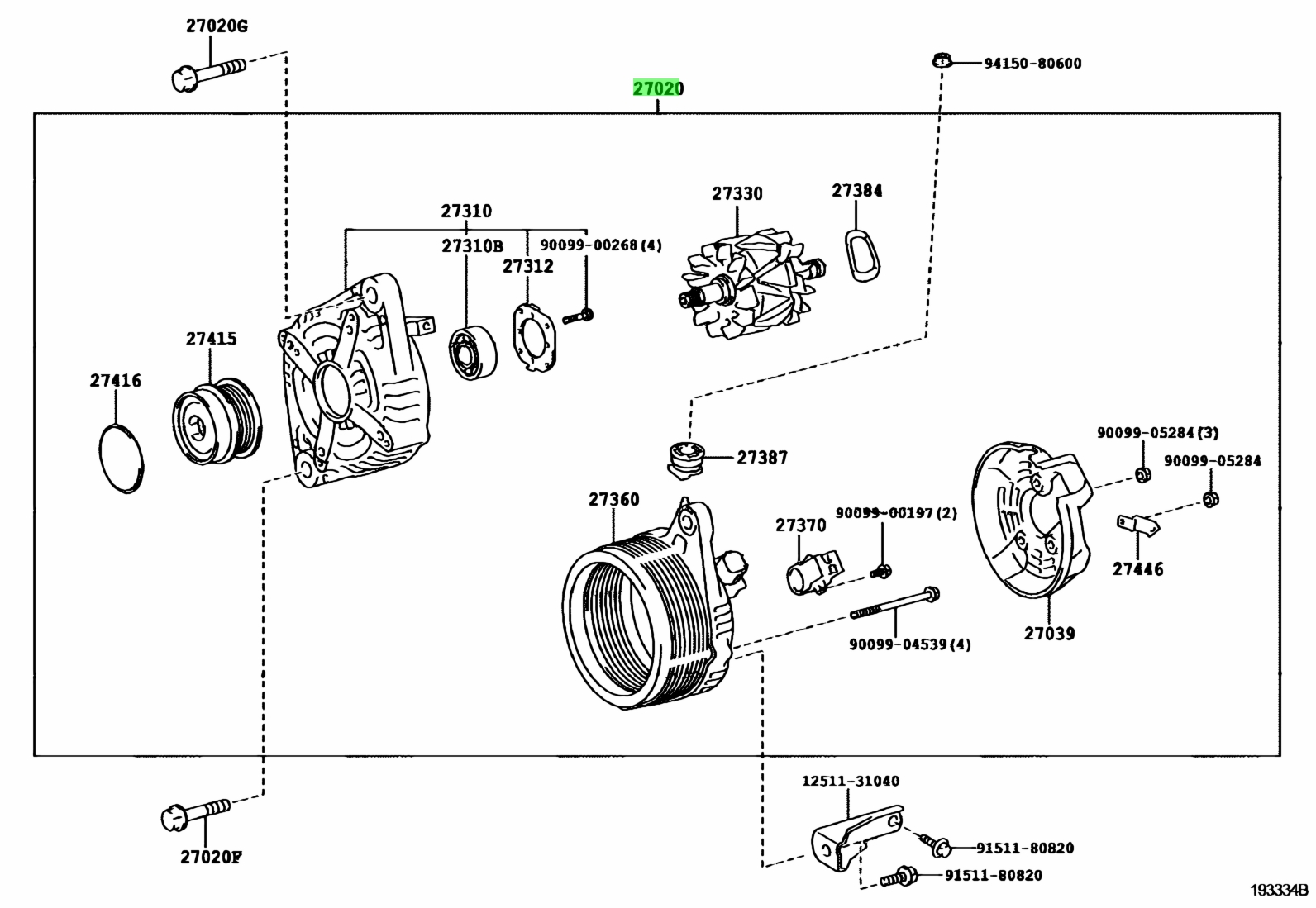 Buy Genuine Toyota 2706011350 (27060-11350) Alternator Assy. Prices ...
