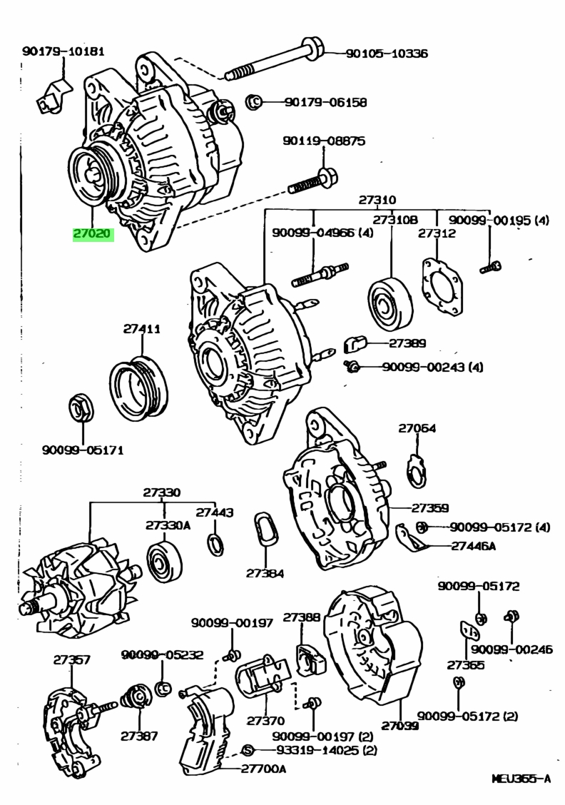 Buy Genuine Toyota 2706015130 (27060-15130) Alternator Assy. Prices ...