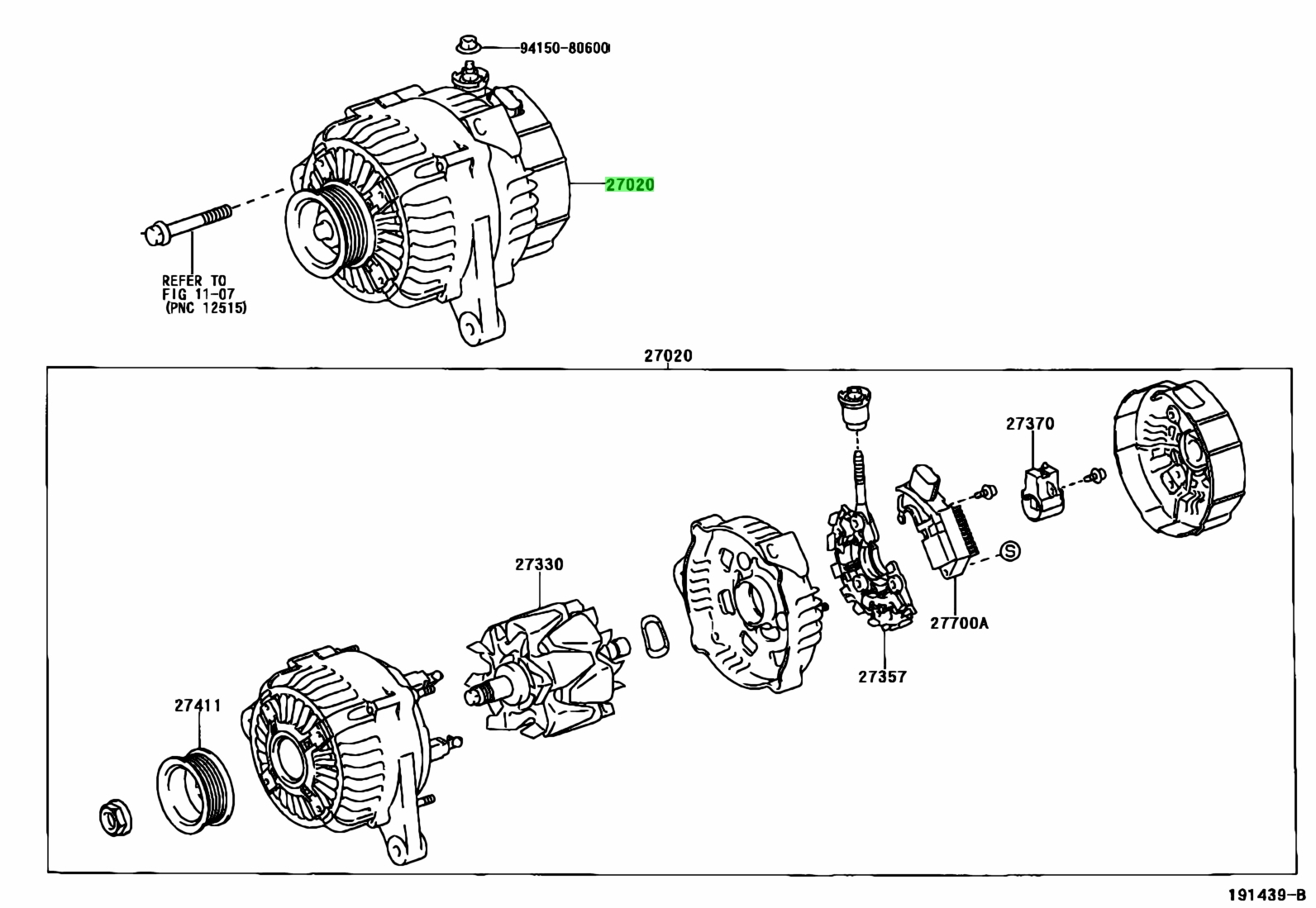 Buy Genuine Toyota 2706020230 (27060-20230) Alternator Assy. Prices ...