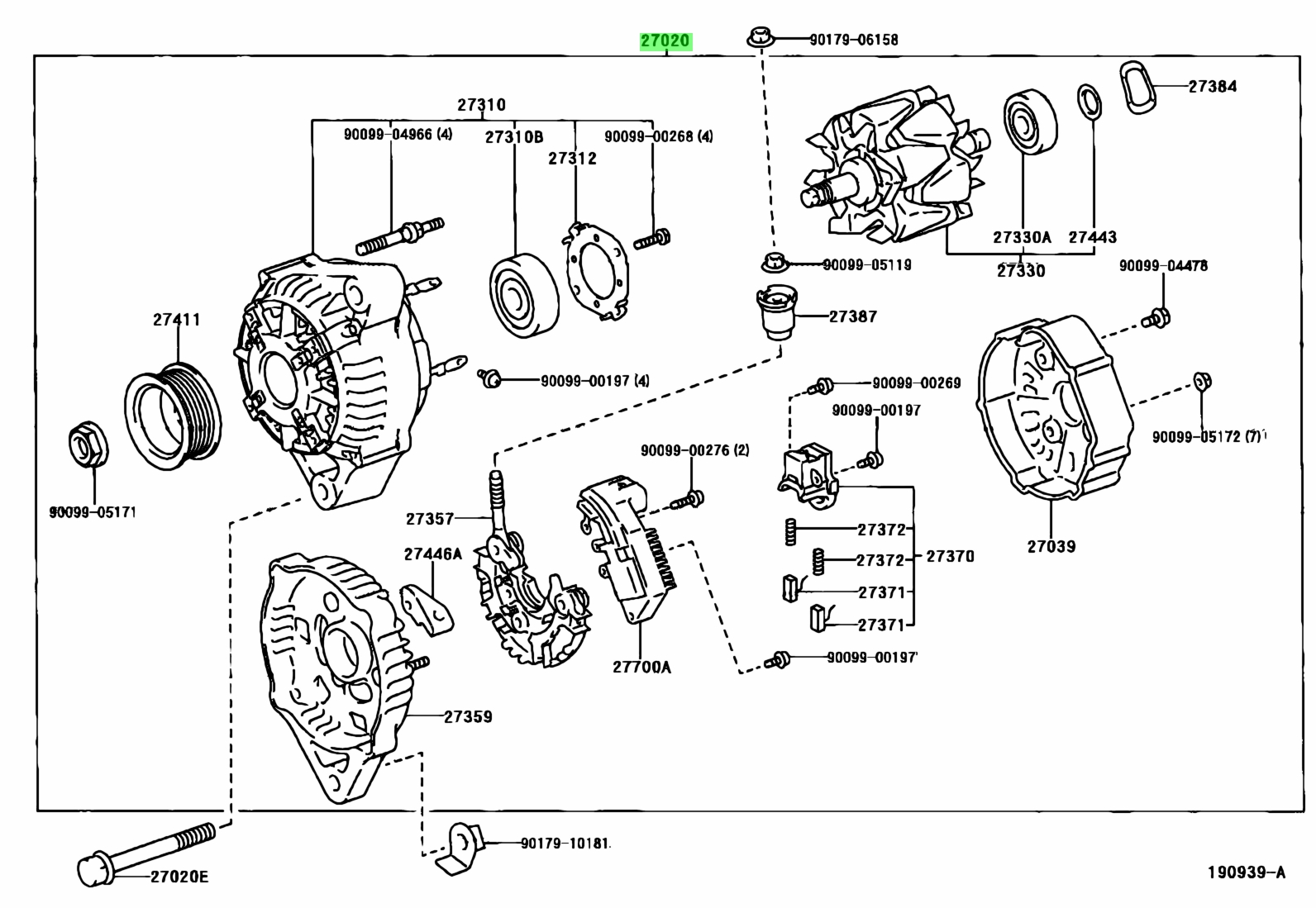 Buy Genuine Toyota 2706021030 (27060-21030) Alternator Assy. Prices ...
